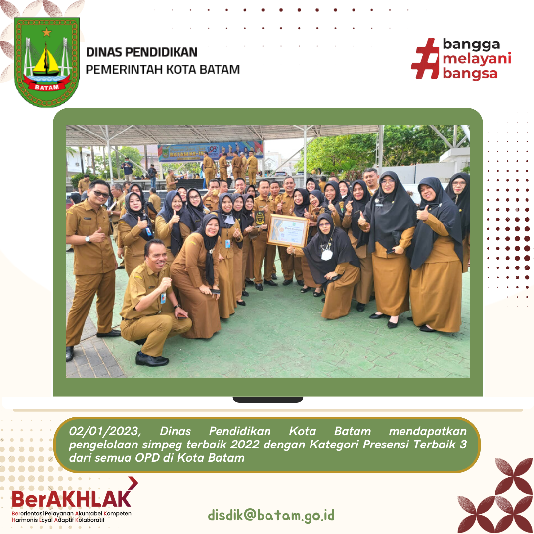Penghargaan Pengelolaan Simpeg – Dinas Pendidikan Kota Batam